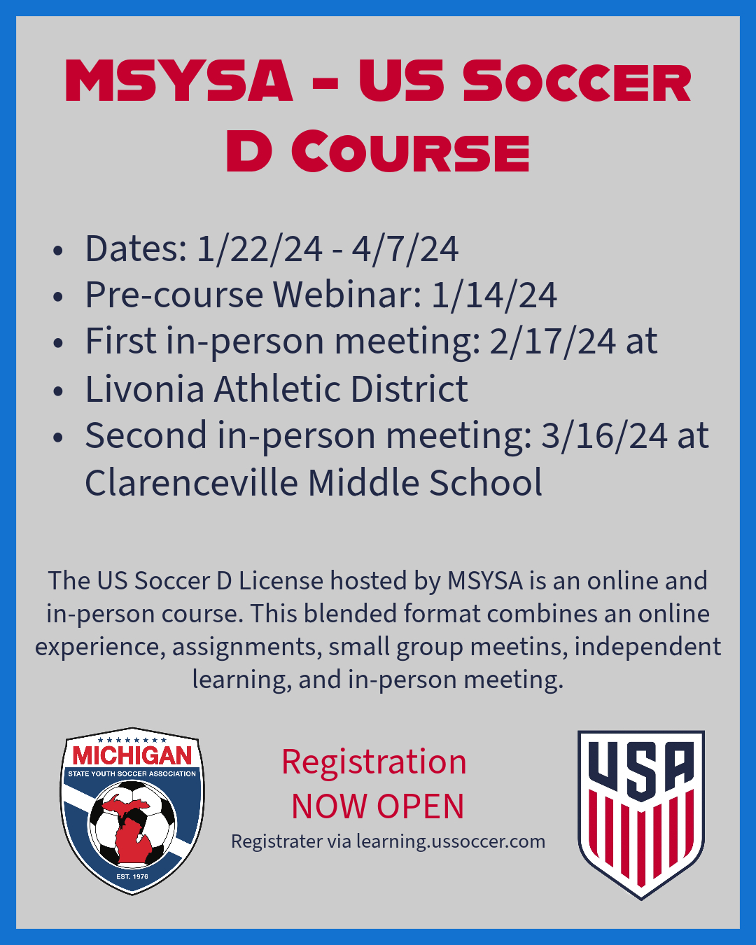 USSF Coaching Courses - Michigan State Youth Soccer Association